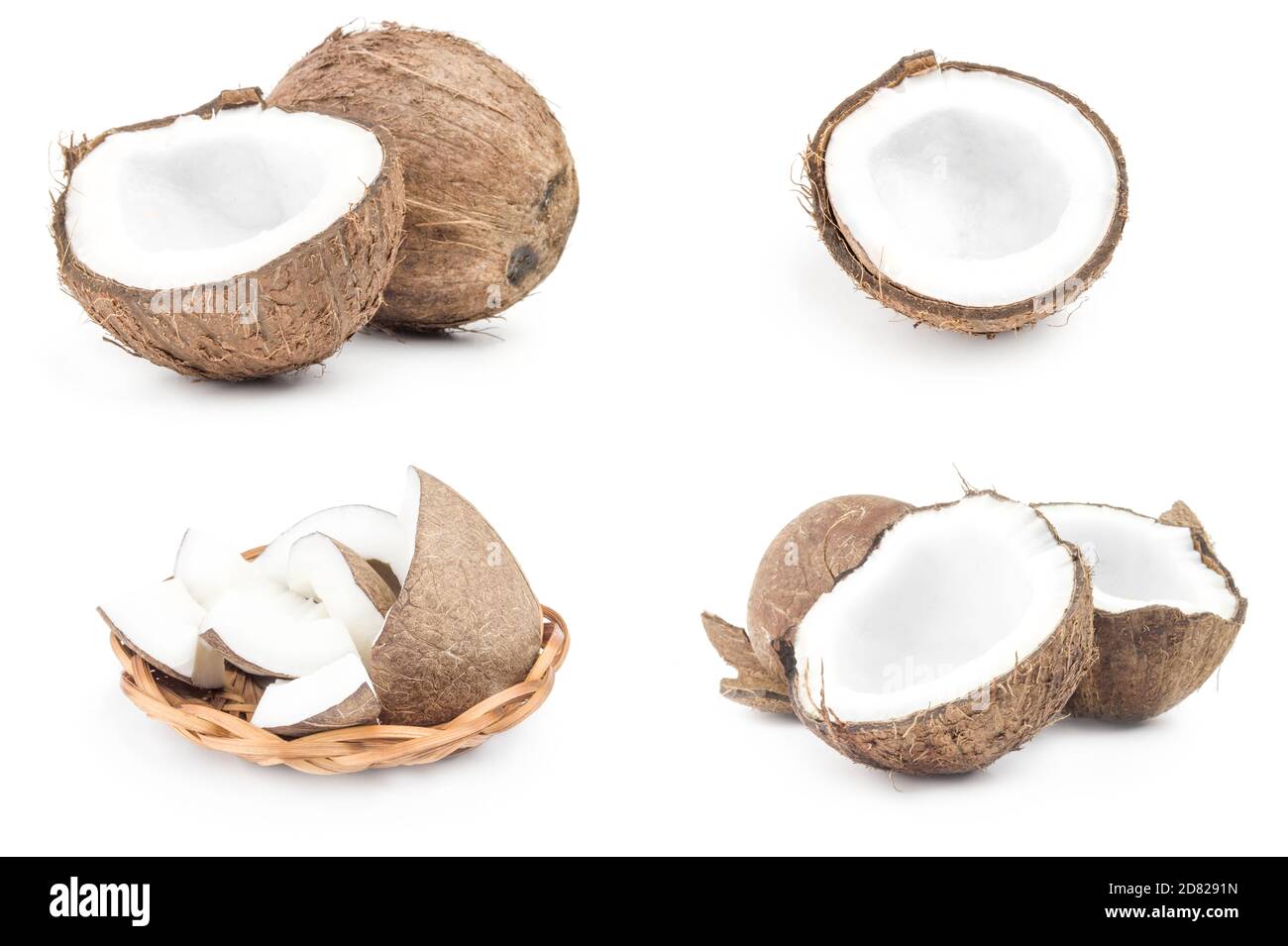 Group of coconut close-up on white Stock Photo - Alamy