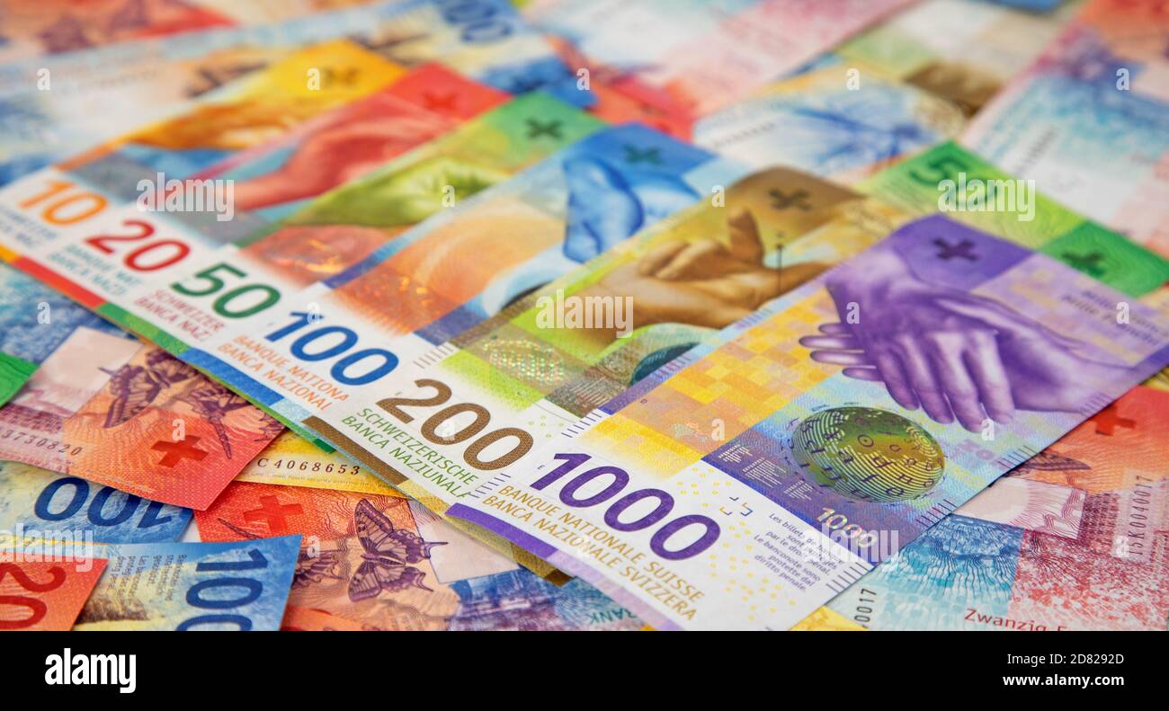Collection of the new swiss banknotes (issued in 2017 Stock Photo - Alamy
