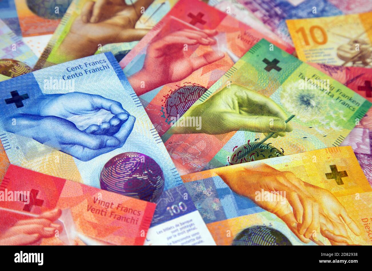 Collection of the new swiss banknotes (issued in 2017-2019 Stock Photo ...