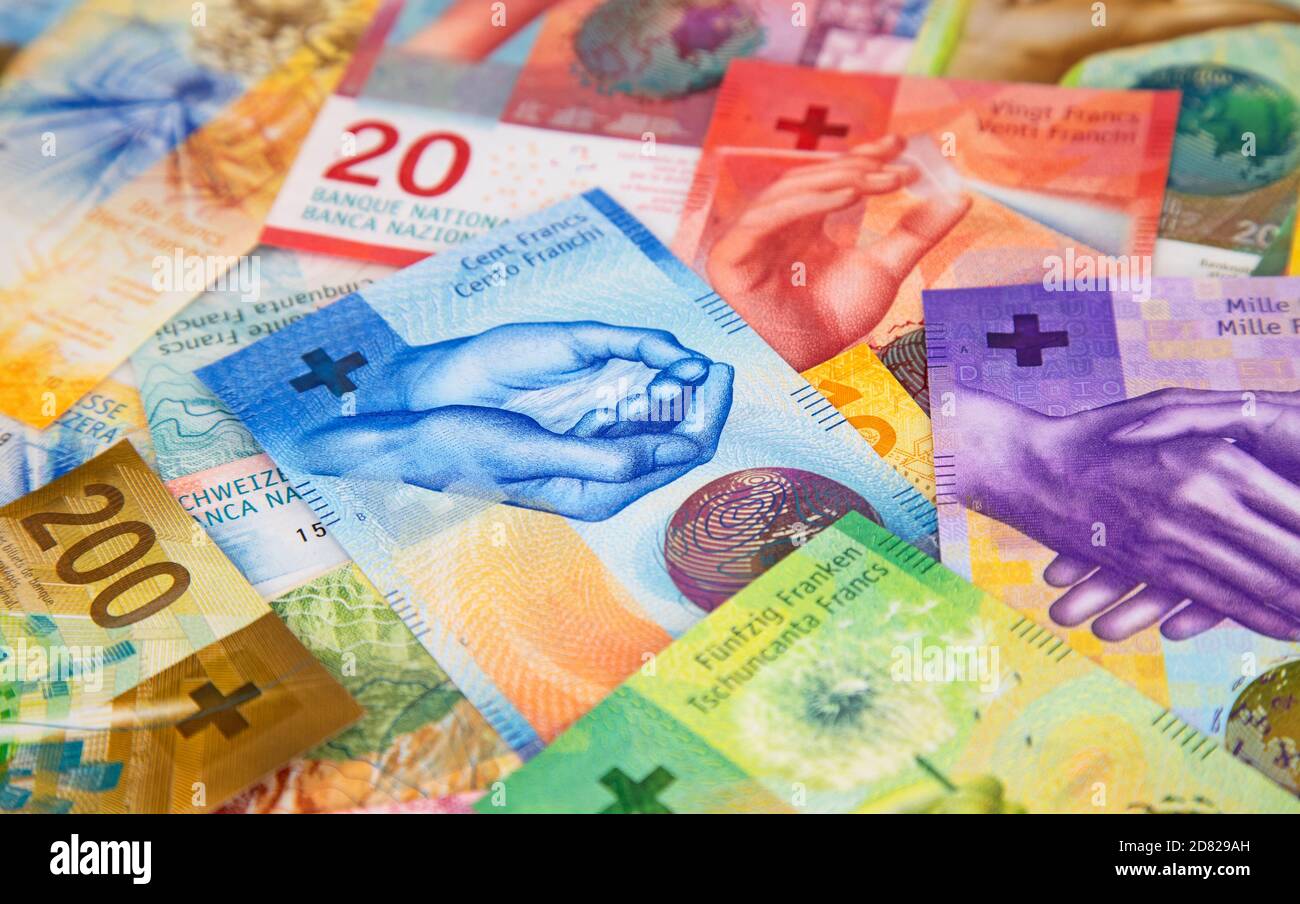 Collection of the new swiss banknotes (issued in 2017-2019 Stock Photo ...