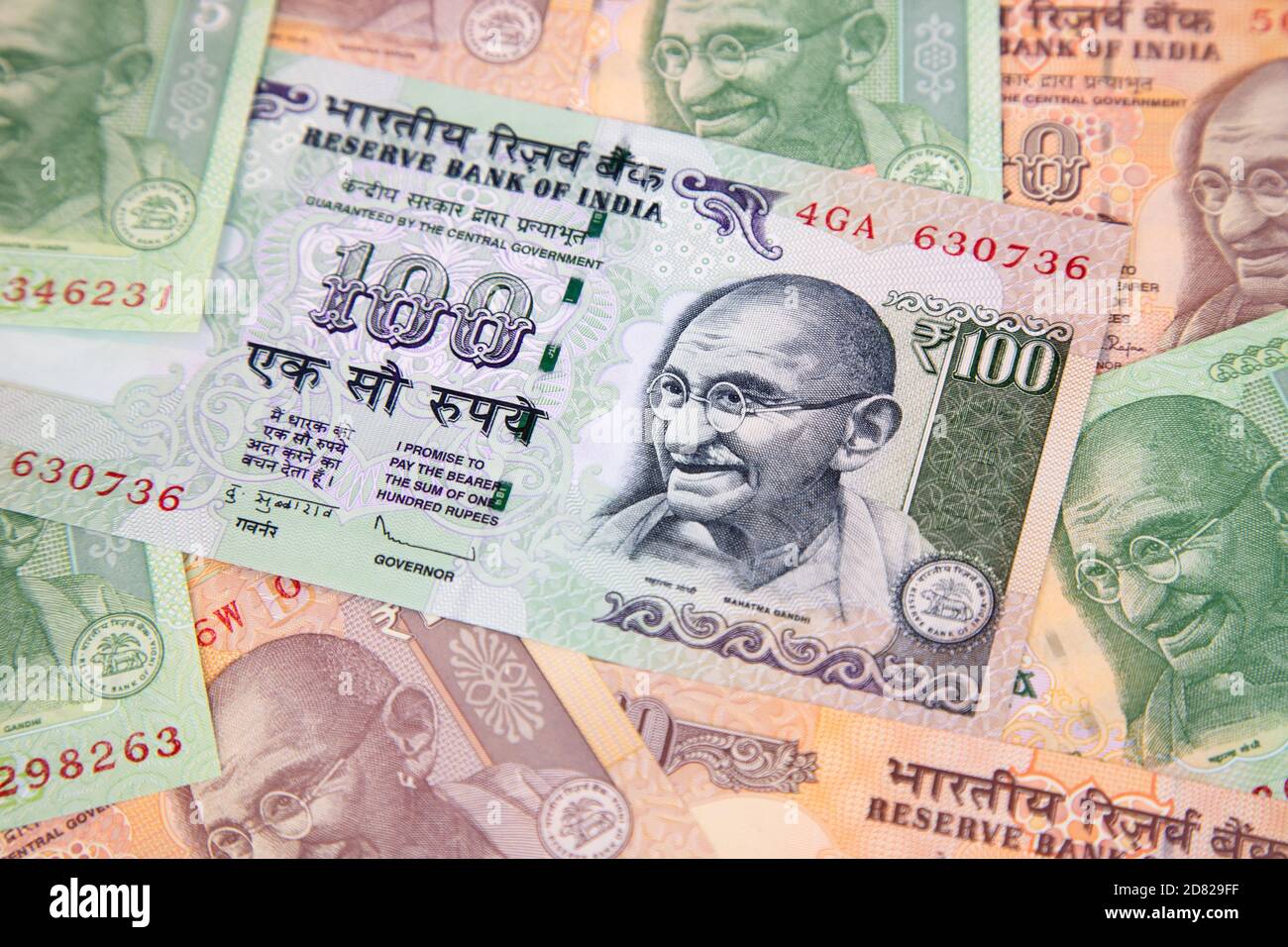 Collection of the Indian banknotes Stock Photo - Alamy