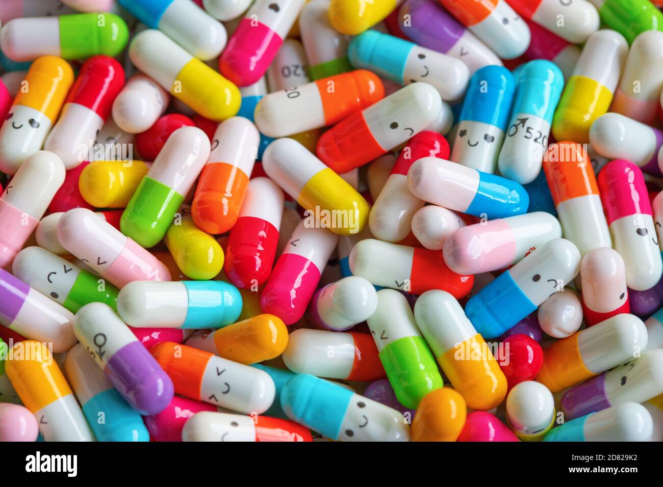 Collection of the colorful capsules with medicines Stock Photo - Alamy