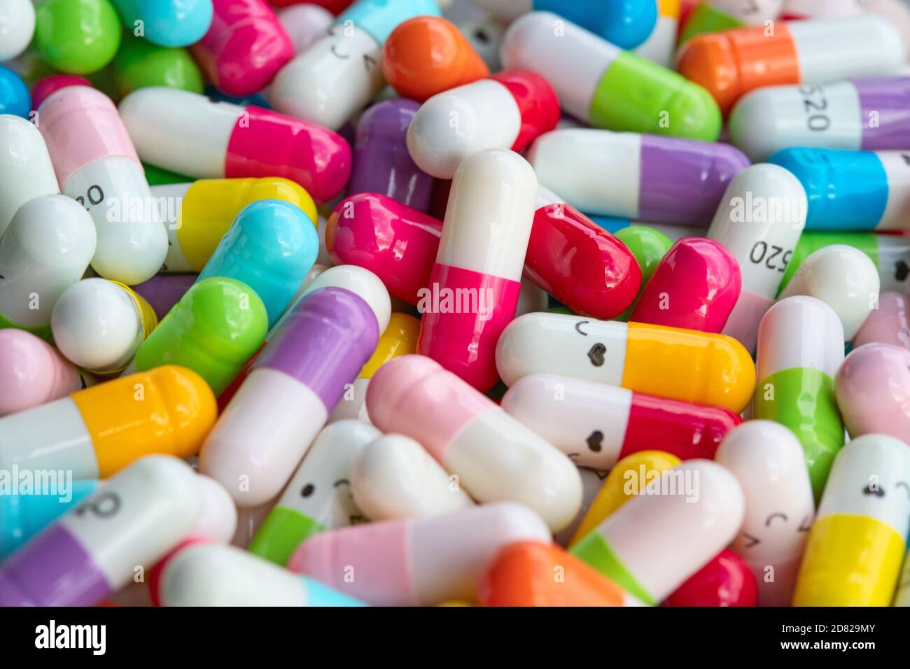Collection of the colorful capsules with medicines Stock Photo - Alamy