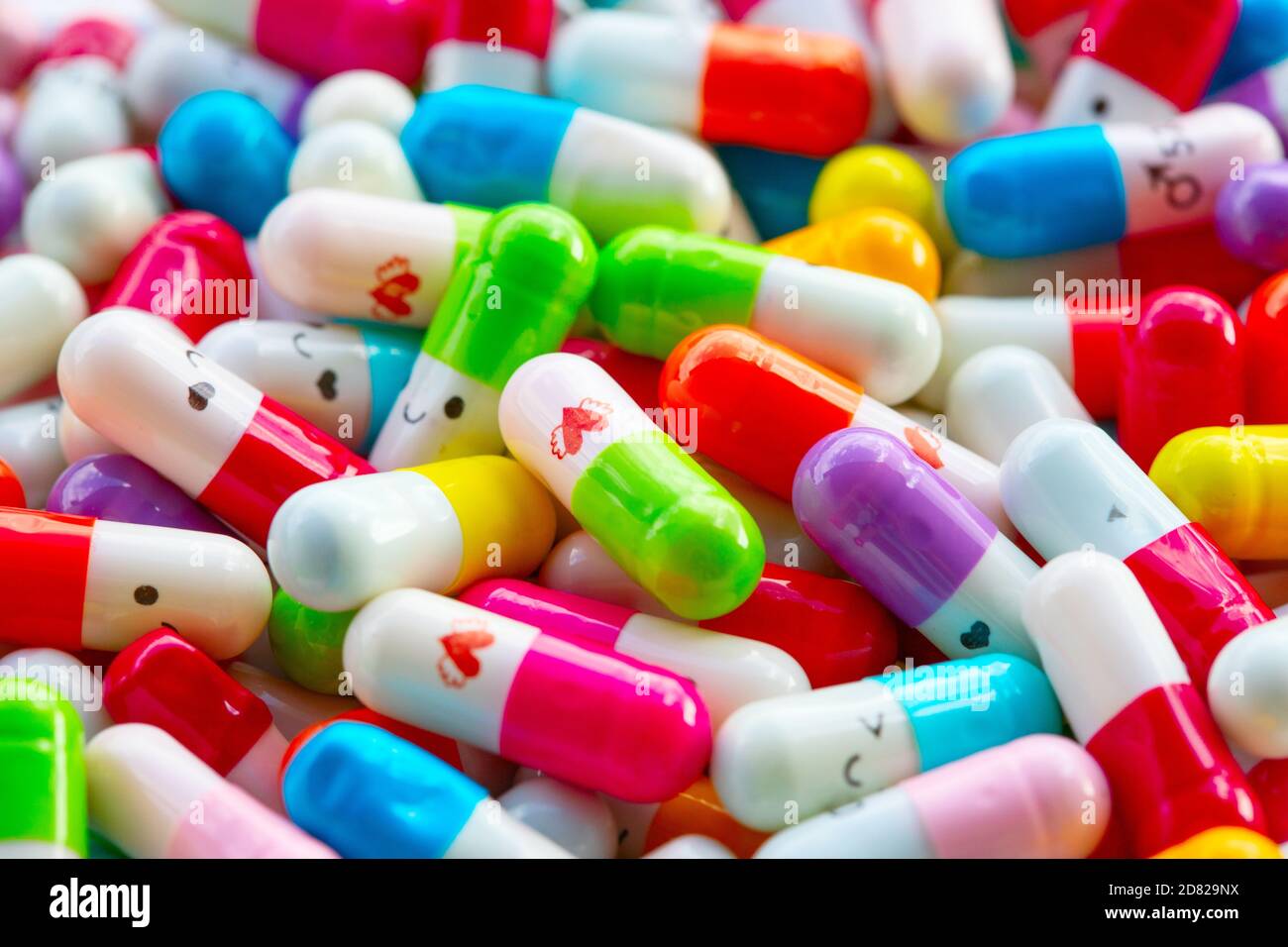 Collection of the colorful capsules with medicines Stock Photo - Alamy