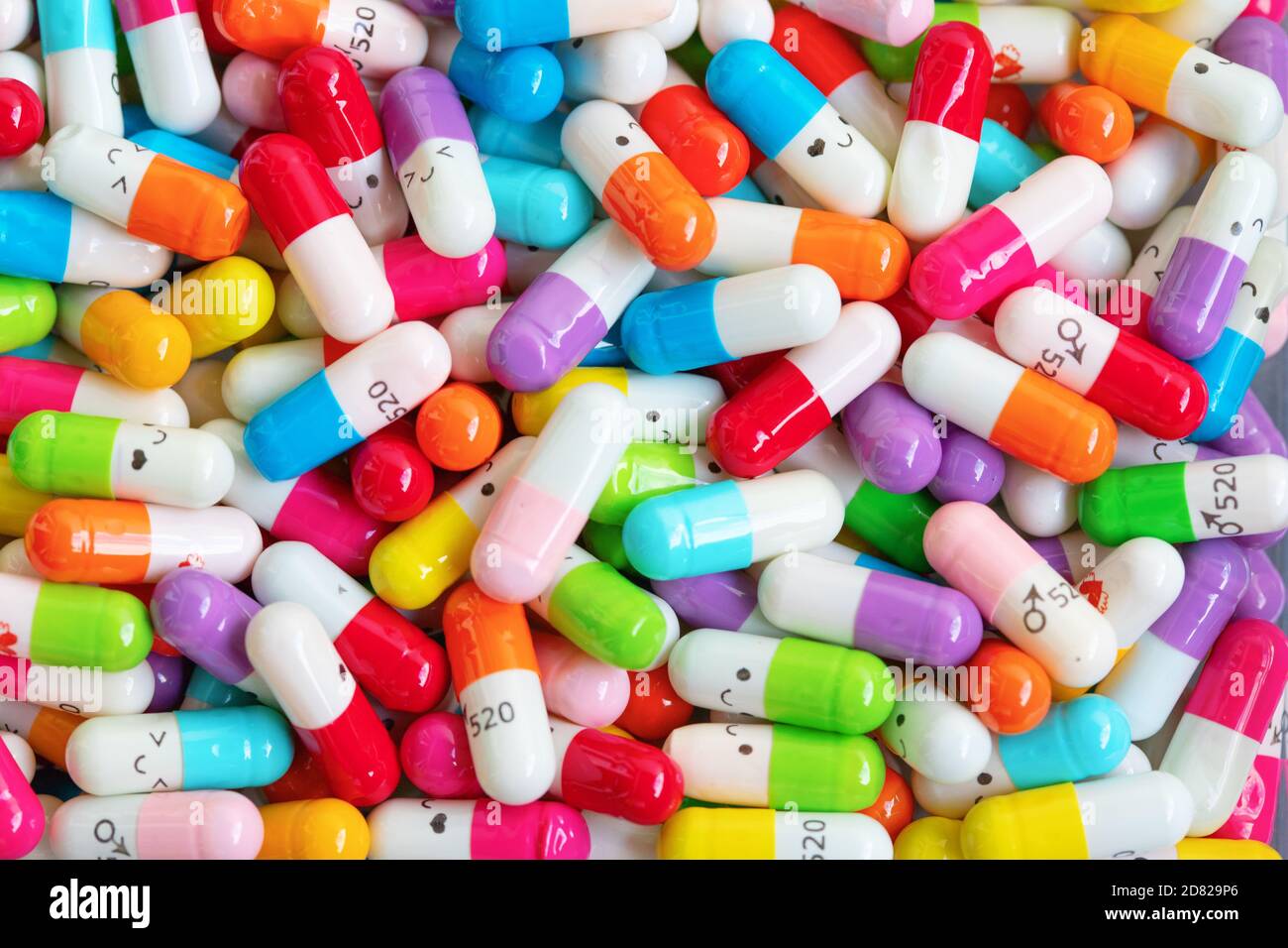 Collection of the colorful capsules with medicines Stock Photo - Alamy