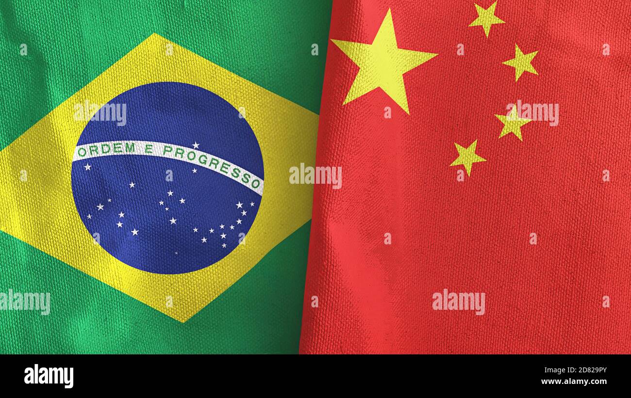 China and Brazil two flags textile cloth 3D rendering Stock Photo - Alamy