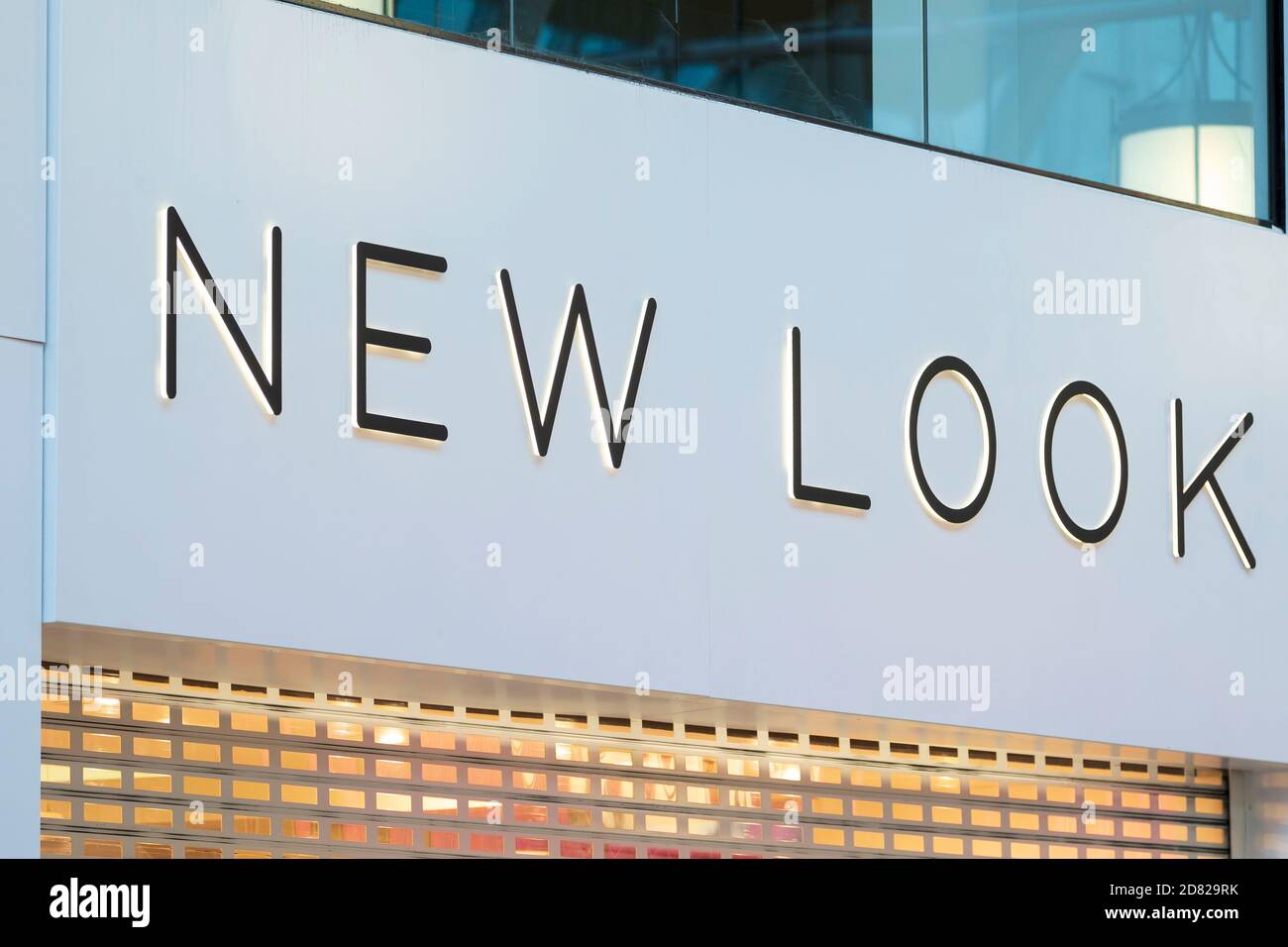 A close-up of a New Look store sign in Cardiff, Wales, United Kingdom ...