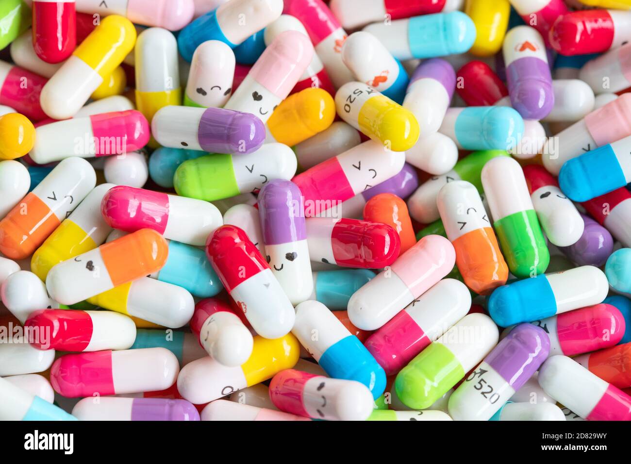 Collection of the colorful capsules with medicines Stock Photo - Alamy