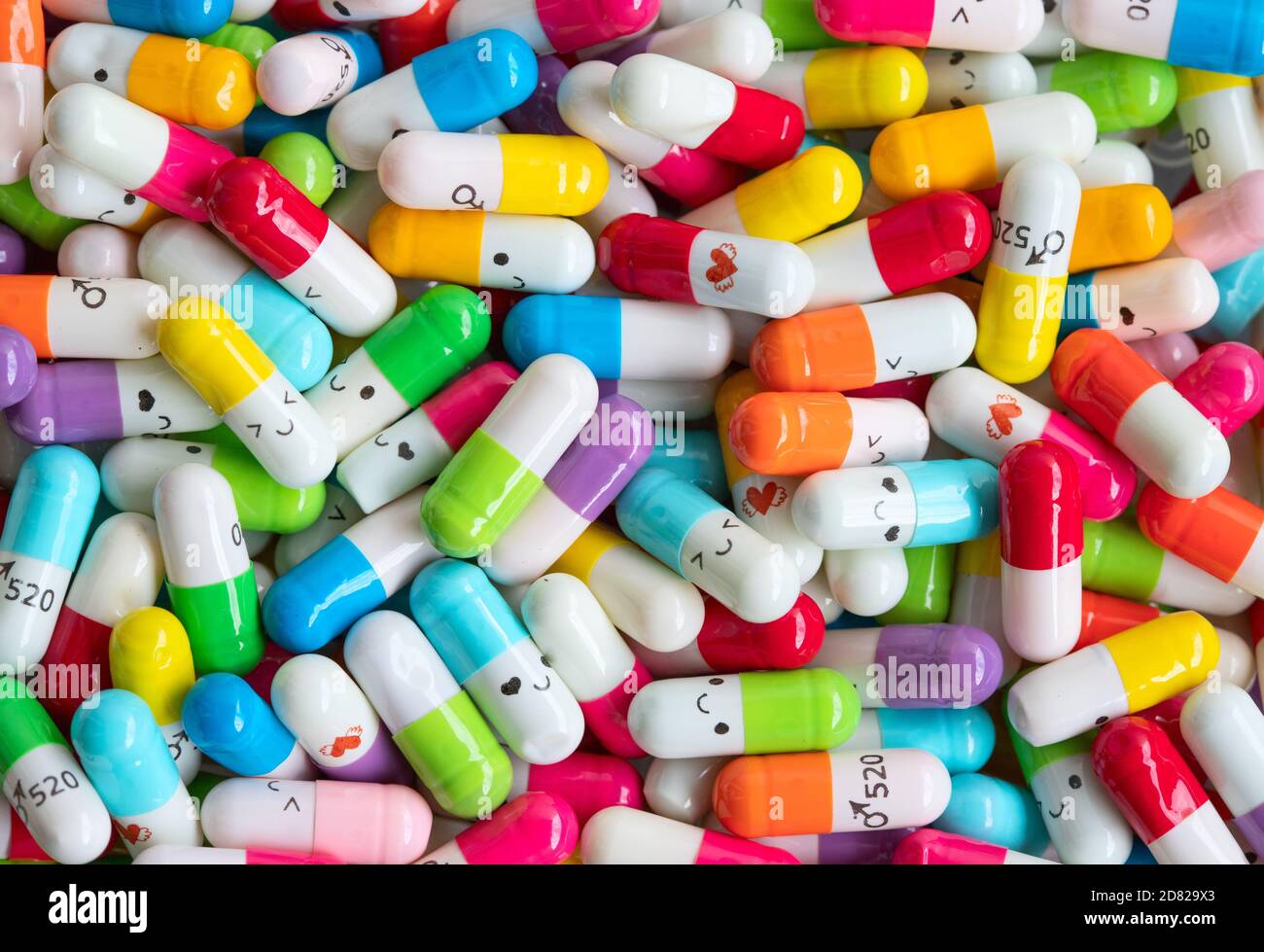 Collection of the colorful capsules with medicines Stock Photo - Alamy