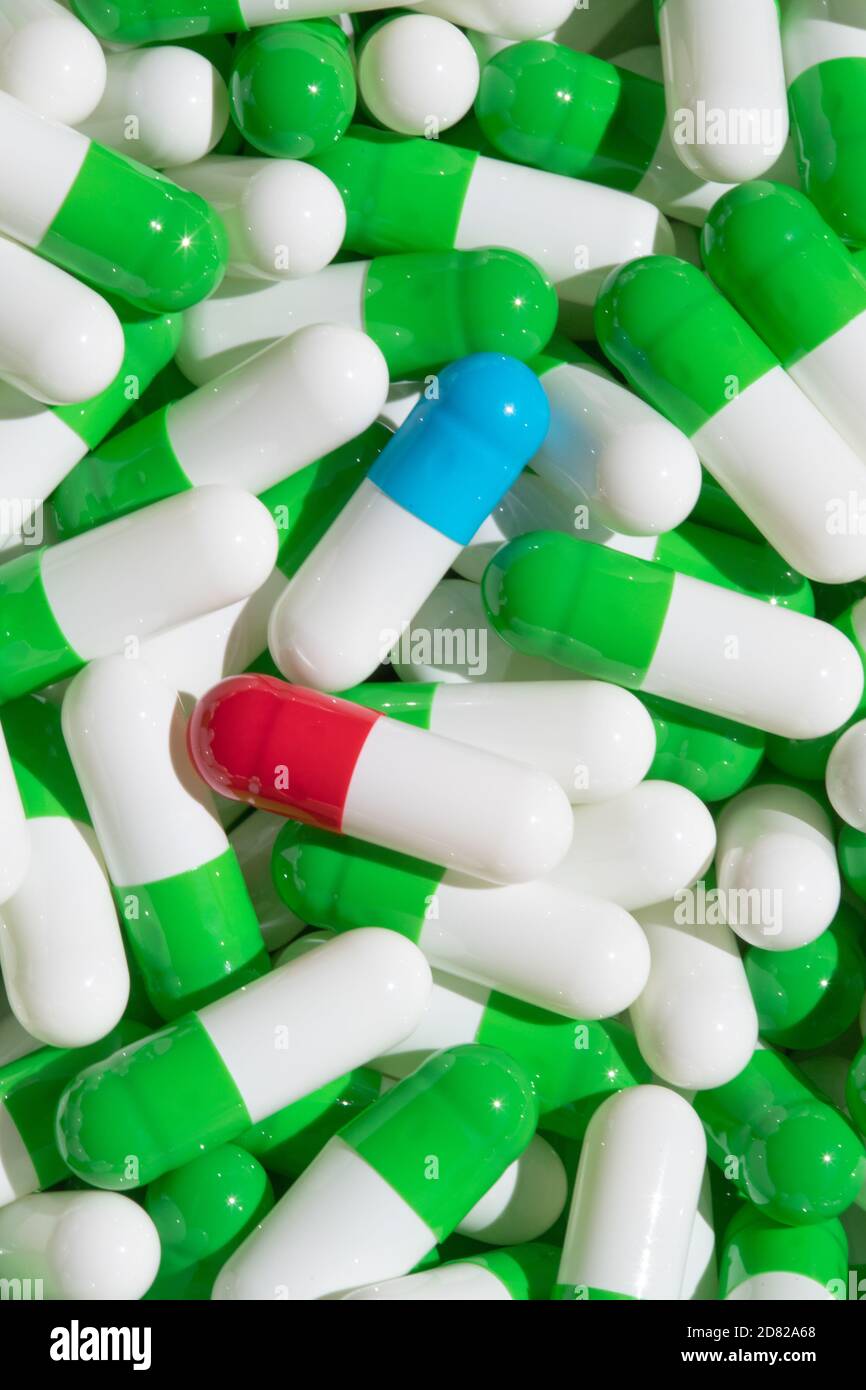 Collection of the colorful capsules with medicines Stock Photo - Alamy