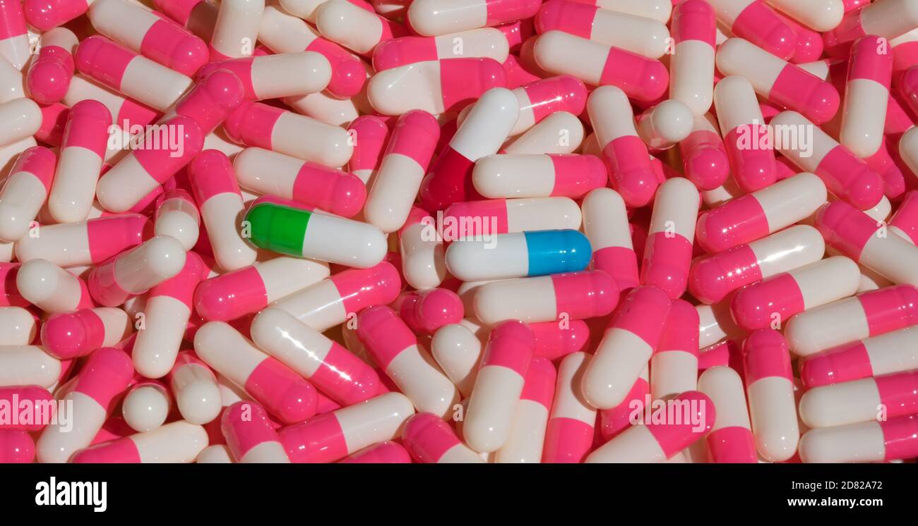 Collection of the colorful capsules with medicines Stock Photo - Alamy