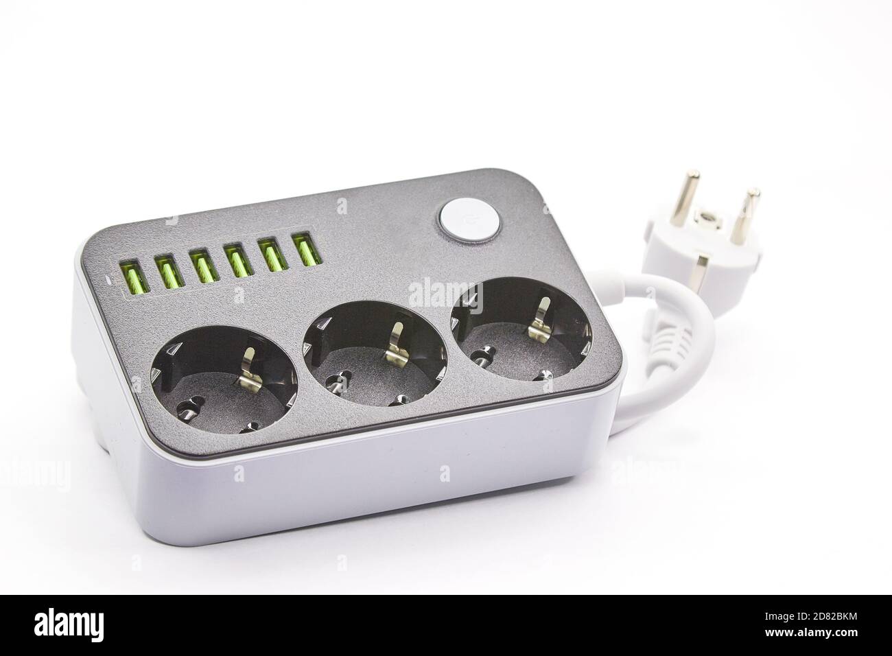 Extension Socket with USB Port on white background for charging phones ...