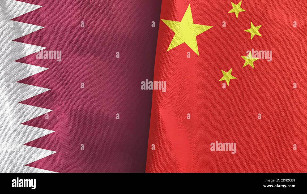 China and Qatar two flags textile cloth 3D rendering Stock Photo - Alamy