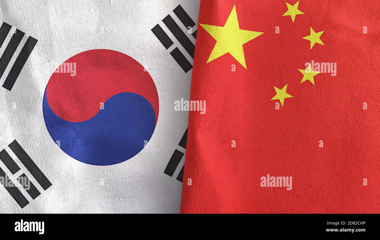 South korea vs china flags hi-res stock photography and images - Alamy