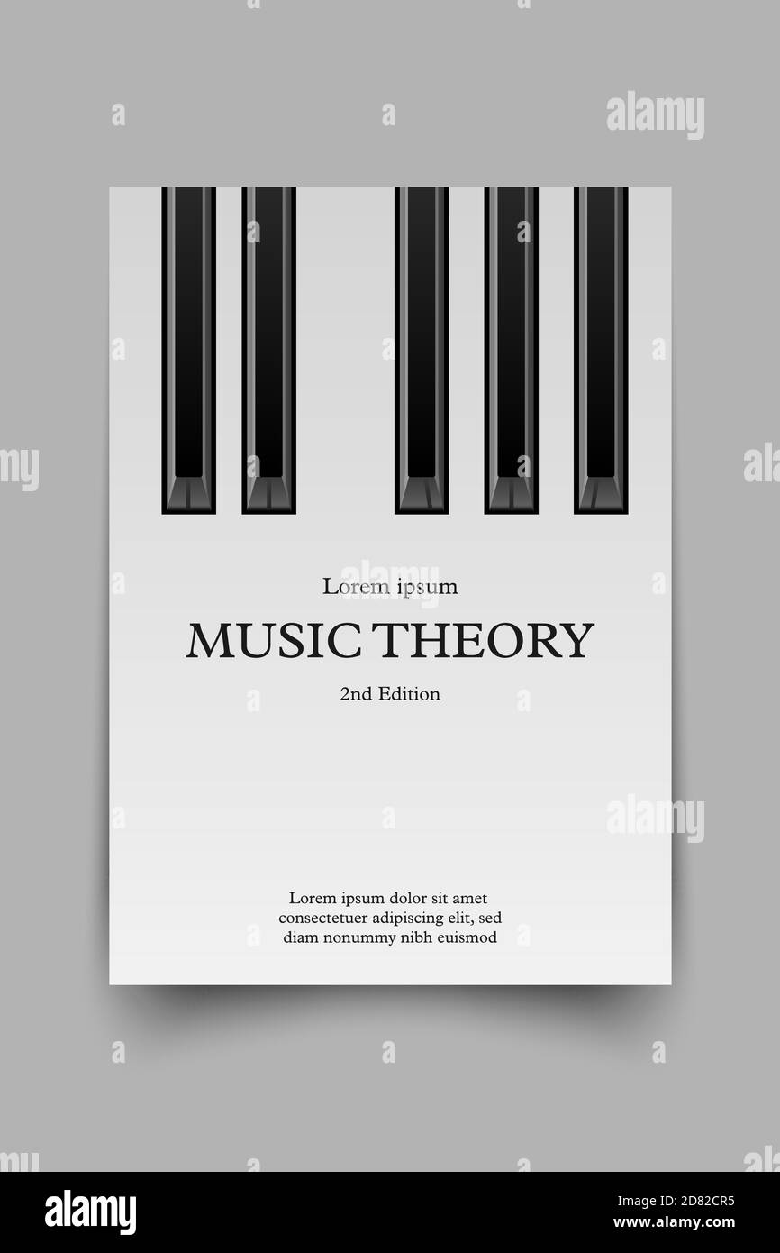 Music theory book cover mockup template, vector illustration Stock ...