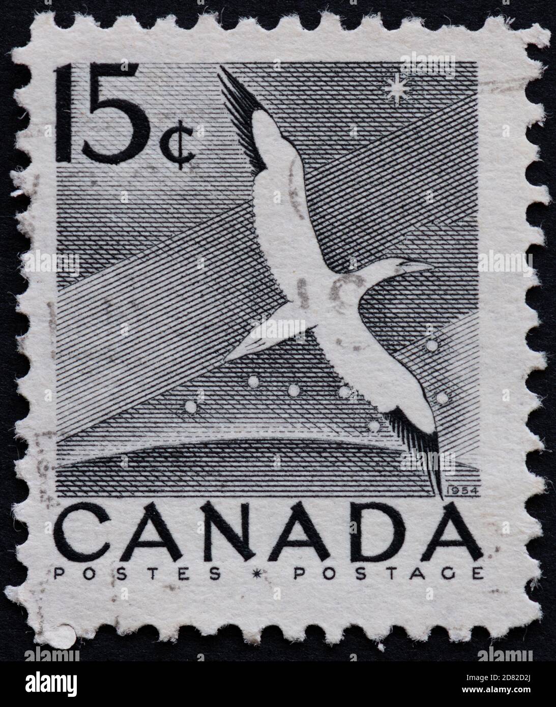 Canada postage stamp 15c flying gannet Stock Photo - Alamy