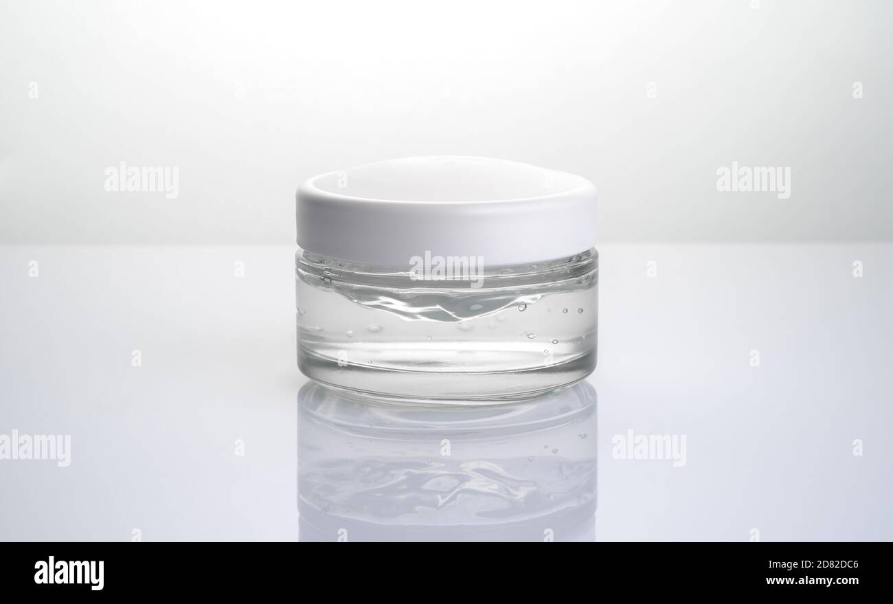 Transparent jar of cream on a white background without a label Stock ...