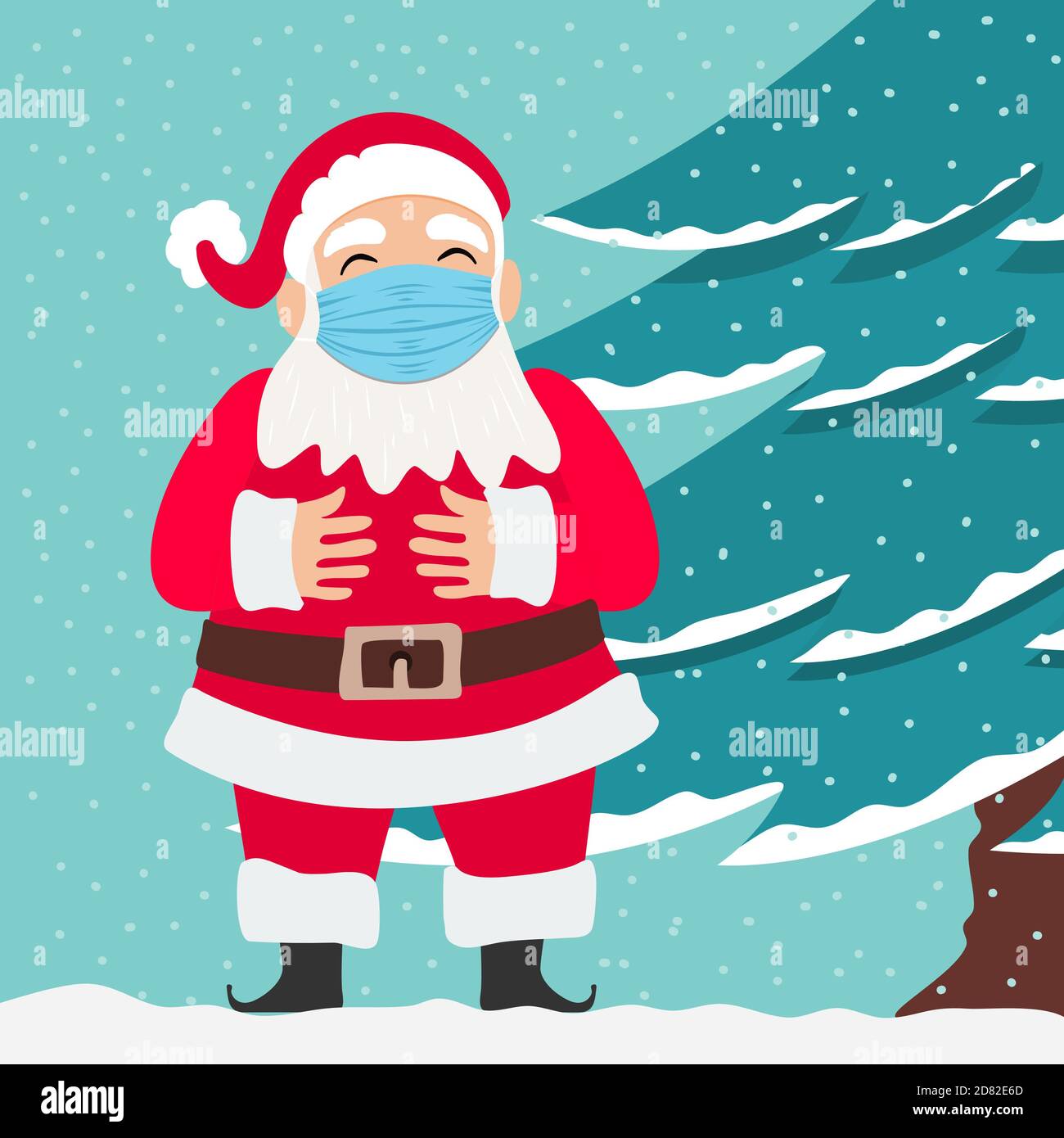 Santa Claus wearing a face mask due to the covid-19 coronavirus ...