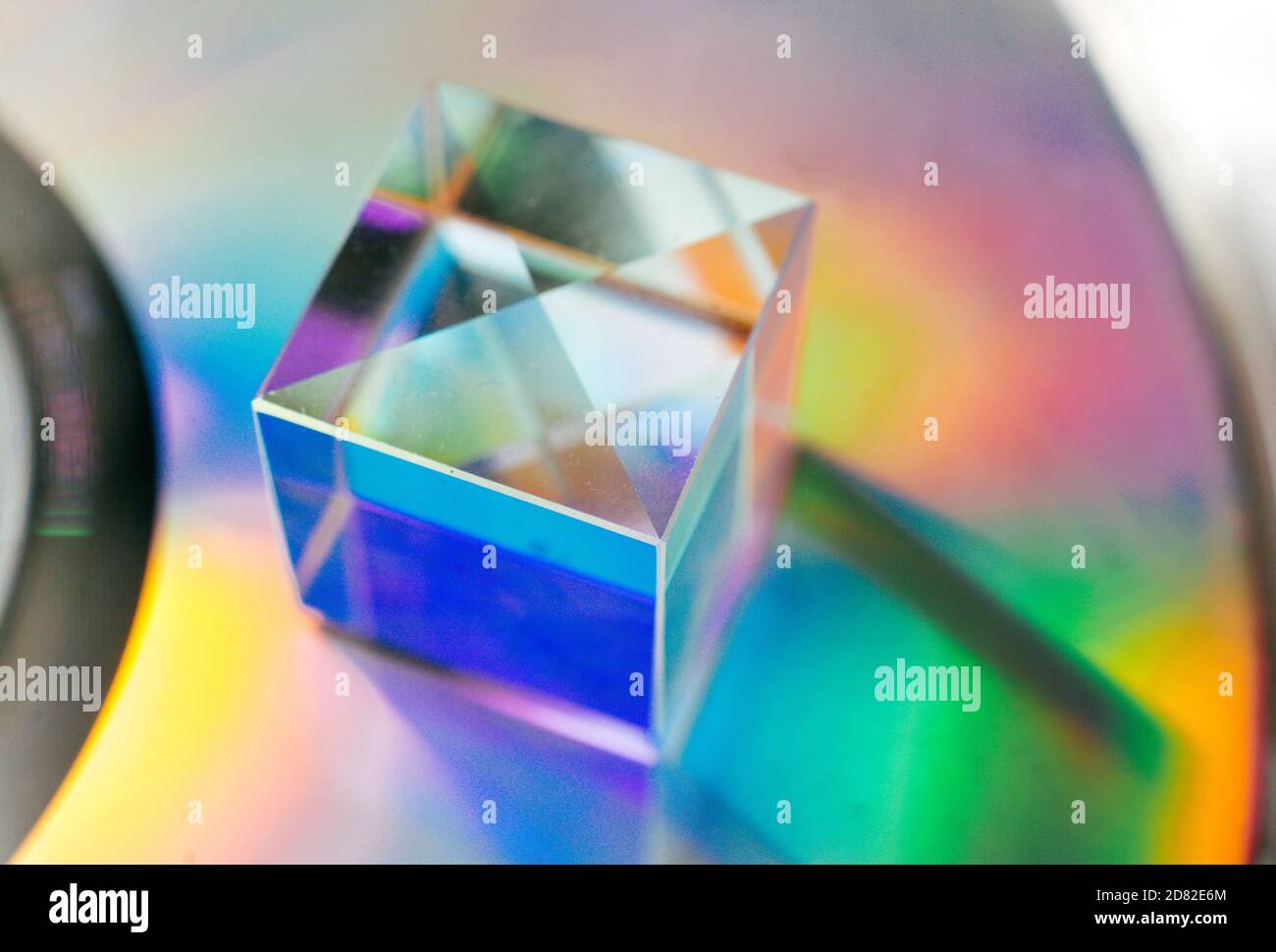 Optical glass cube Light dispersion,spectrum. Physics optics Stock Photo - Alamy