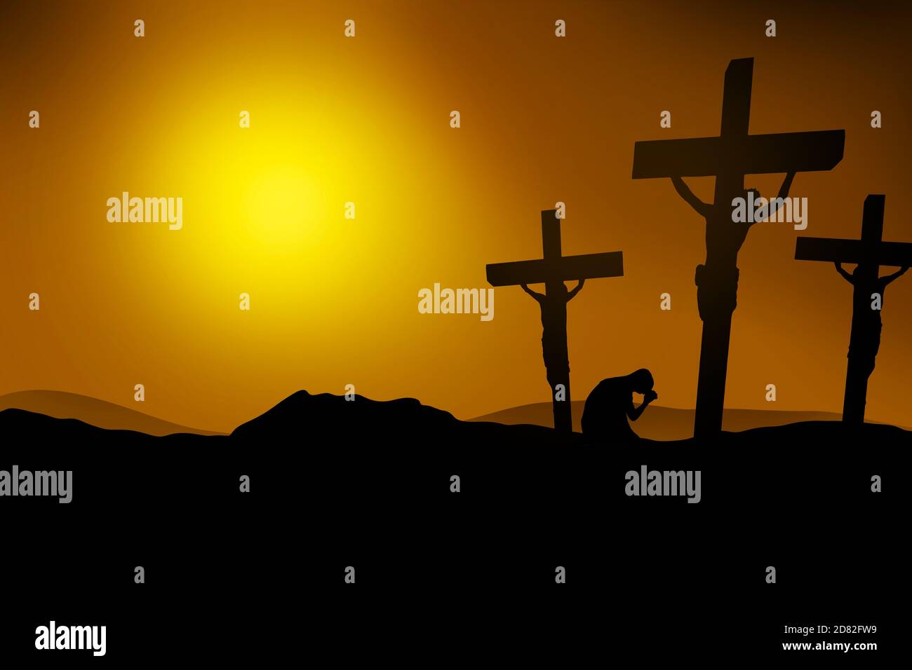 Virgin Mary at the Cross of Jesus Christ Stock Photo - Alamy