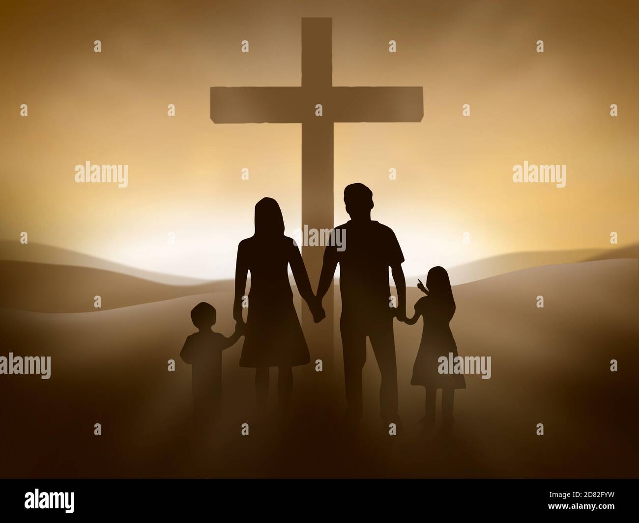 family at the Cross of Jesus Christ Stock Photo - Alamy