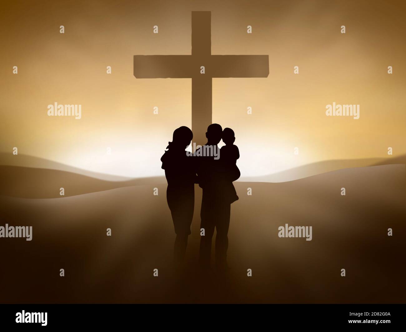 family at the Cross of Jesus Christ Stock Photo - Alamy