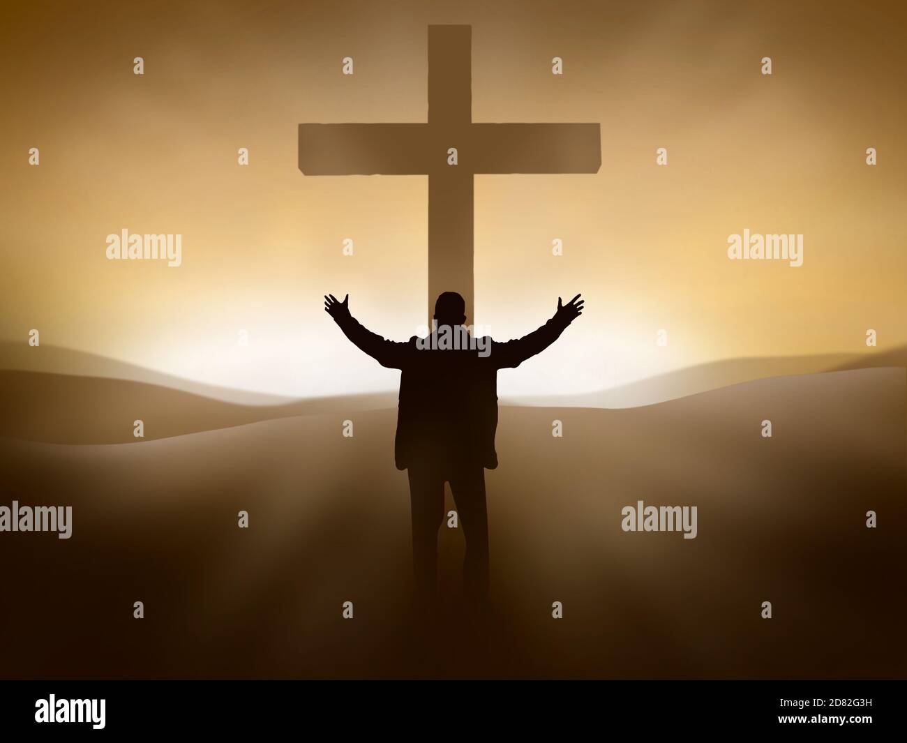 man at the Cross of Jesus Christ Stock Photo - Alamy