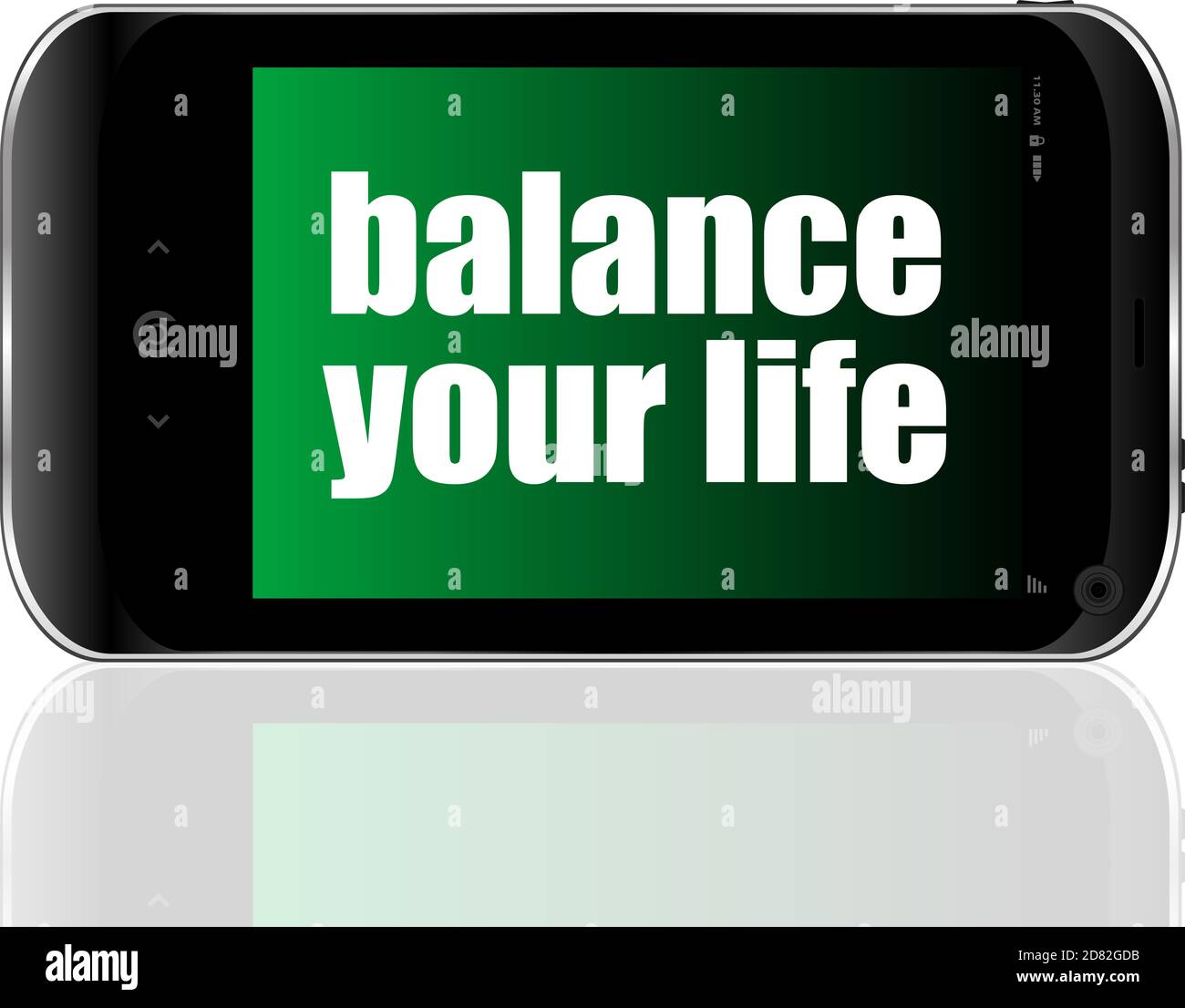 Life style concept. text balance you life . Detailed modern smart phone ...