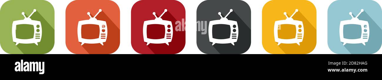 Set of colorful television icons Stock Photo - Alamy