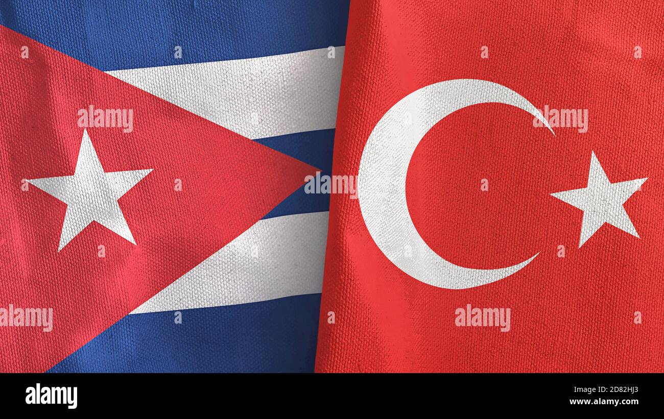 Turkey and Cuba two flags textile cloth 3D rendering Stock Photo - Alamy