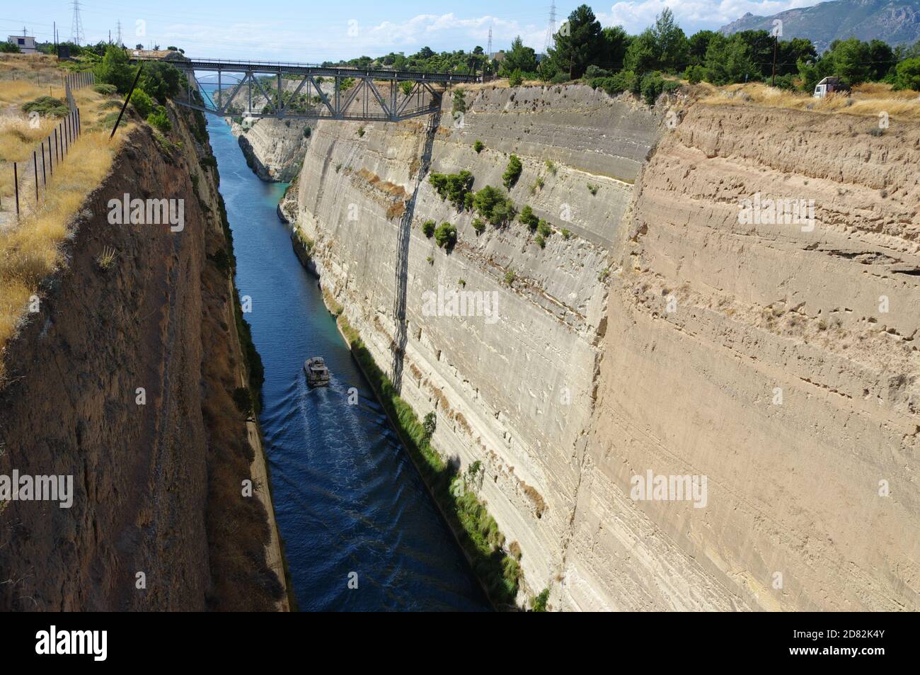 Ship crossing Corinth canal in Greece Stock Photo - Alamy