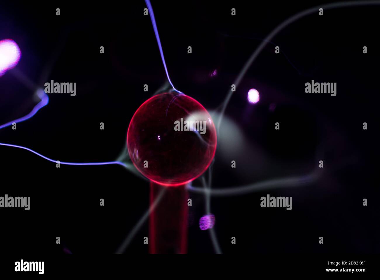 Close-up plasma lamp, electric discharge plasma ball. Small electrical ...