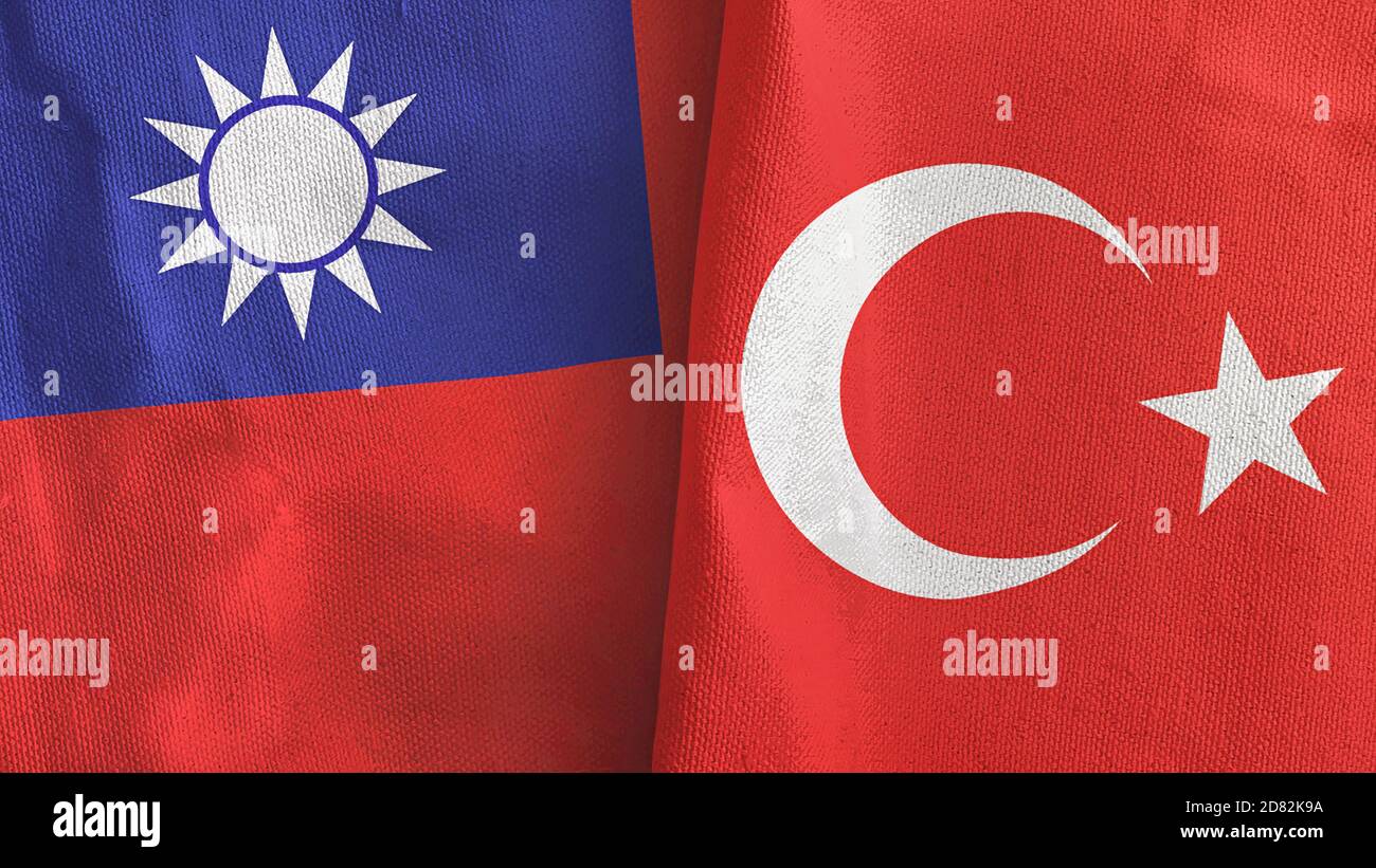 Turkey and Taiwan two flags textile cloth 3D rendering Stock Photo - Alamy