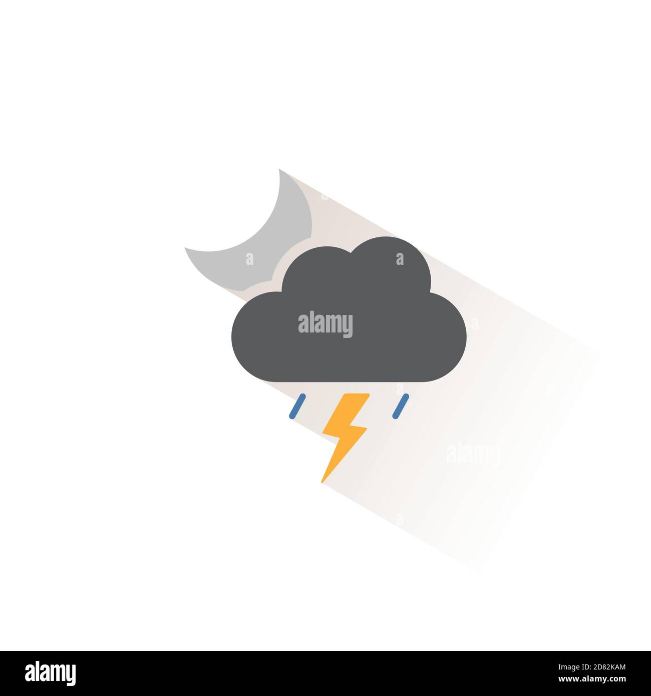 Storm and moon. Isolated color icon. Weather glyph vector illustration ...