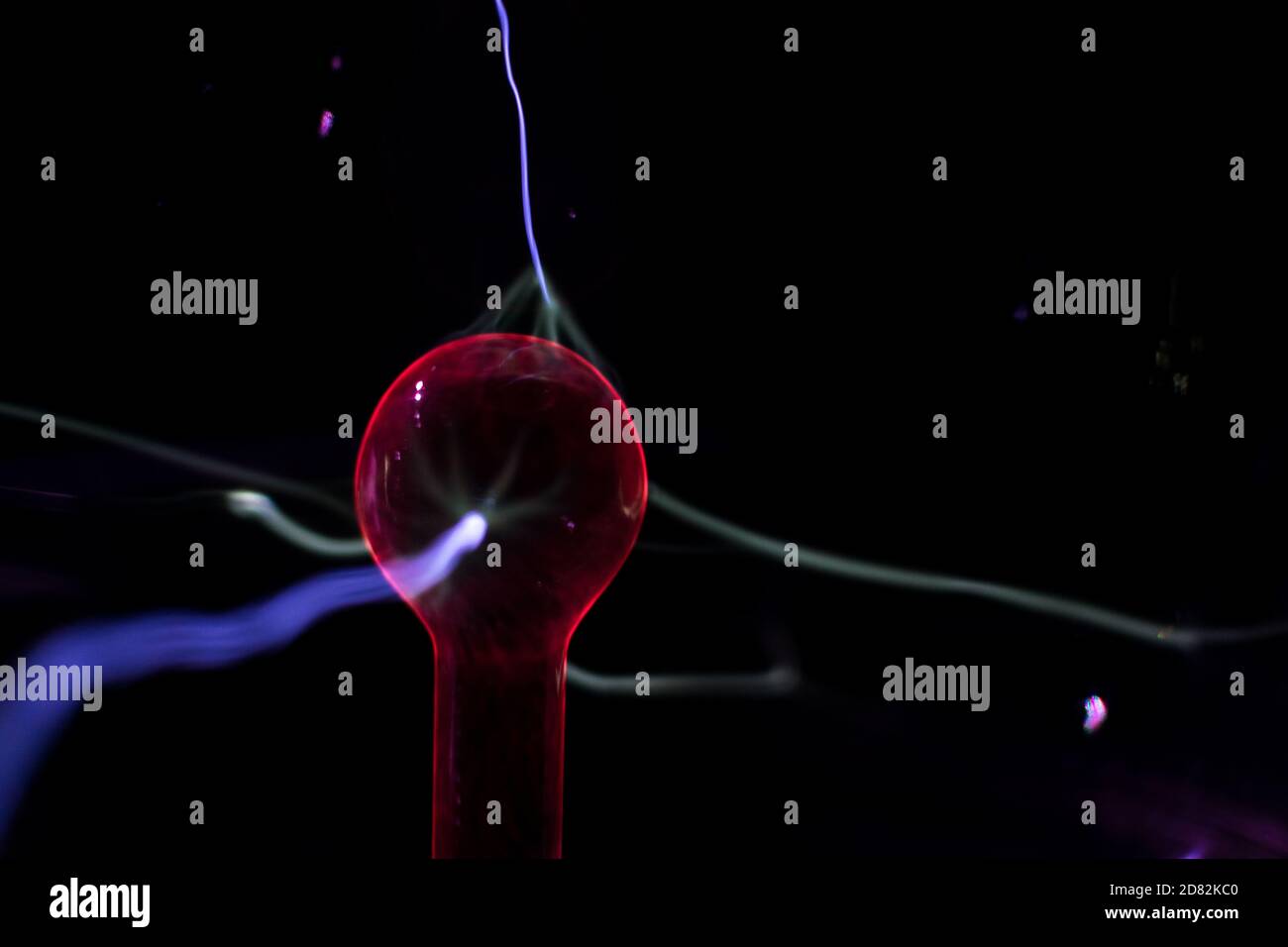 Close-up plasma lamp, electric discharge plasma ball. Small electrical ...