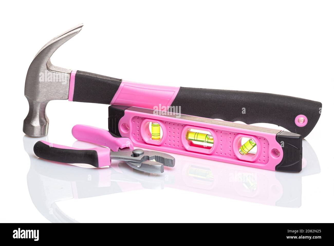 DIY tools for women on a white background with reflection Stock Photo ...