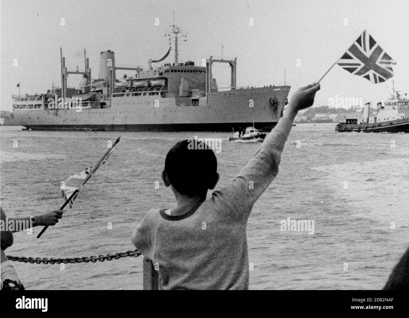 RFA STROMNESS ARRIVES BACK IN PORTSMOUTH FROM THE FALKLANDS WAR. 1982 ...