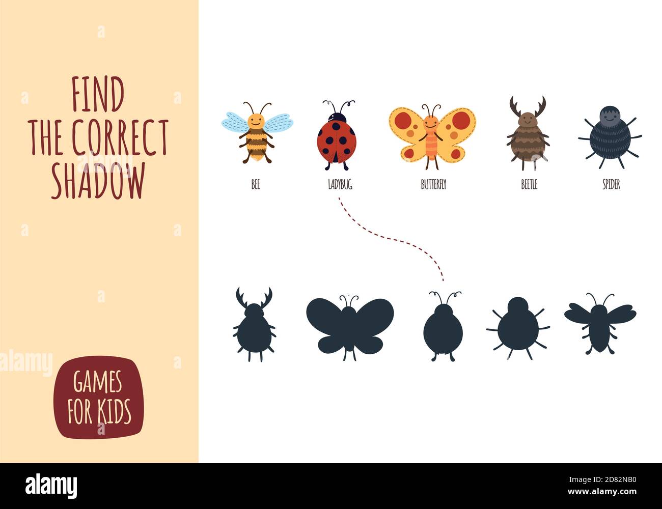 Vector cartoon style illustration of games for kids. Shadow game for ...