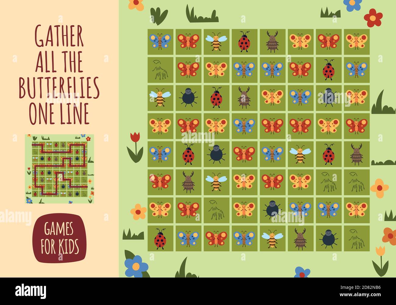 Vector cartoon style illustration of games for kids. Gather all the ...