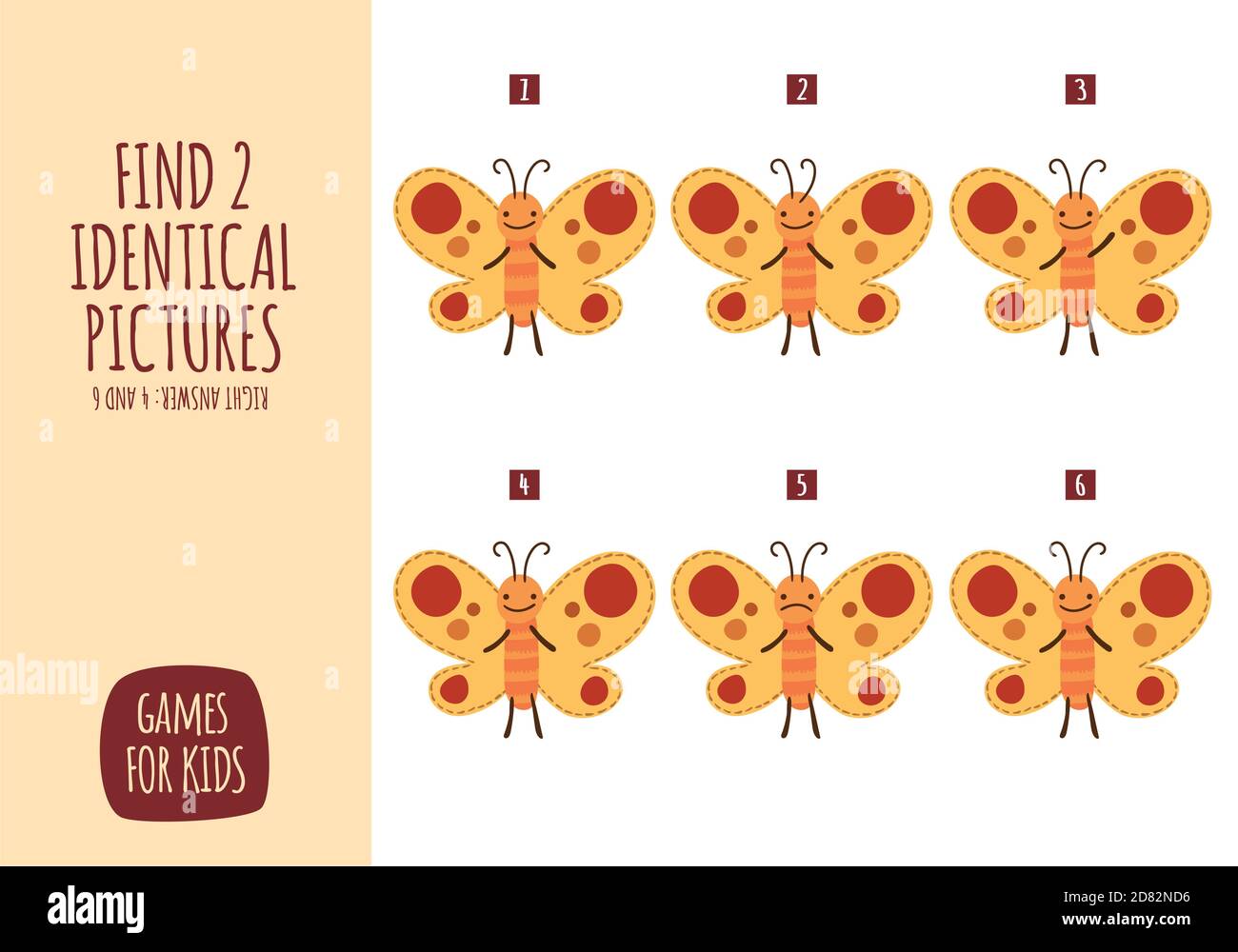 Vector cartoon style illustration of games for kids. Find 2 identical ...