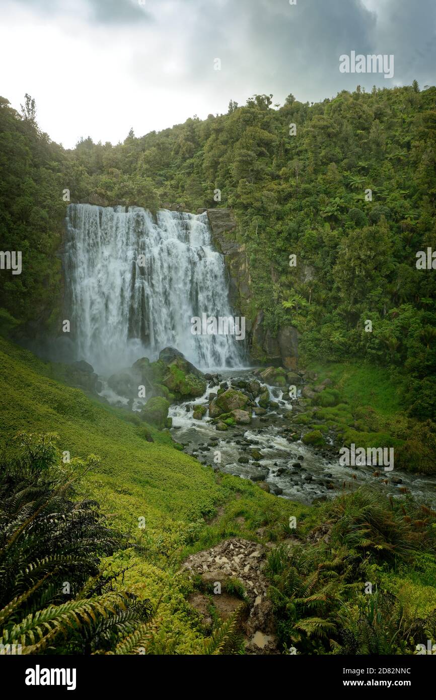 Marokopa Falls, North Island of New Zealand. Landscape scenery of the ...