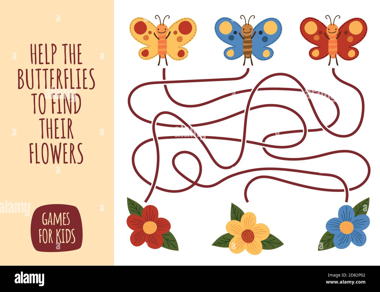 Vector cartoon style illustration of games for kids. Maze visual ...