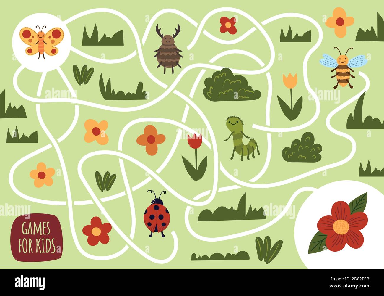 Vector cartoon style illustration of games for kids. Maze visual ...