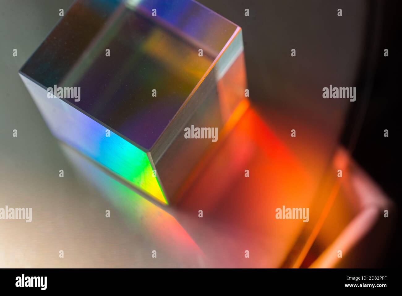 Optical glass cube Light dispersion,spectrum. Physics optics Stock ...