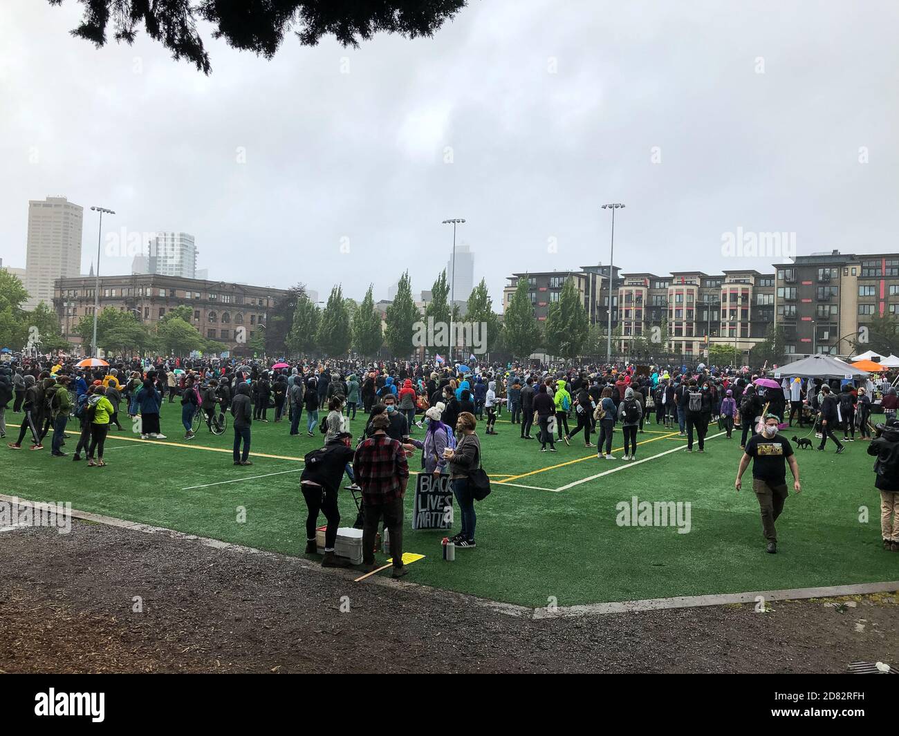 Seattle, USA Jun 9, 2020: Protestors at Chaz located by the East ...