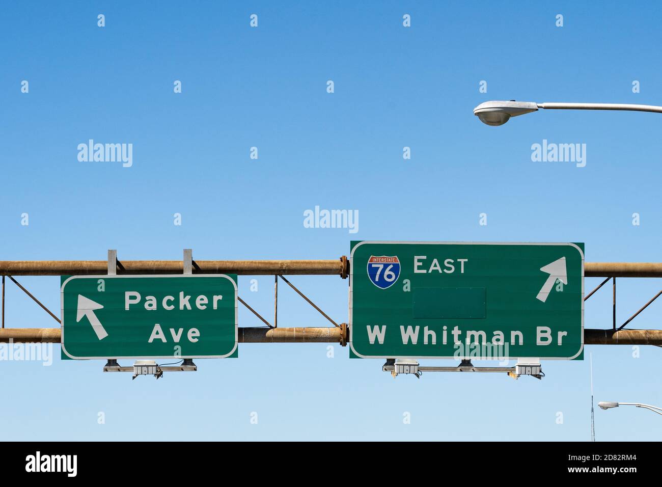 Interstate 76 highway signs for Walt Whitman Bridge and Packer Ave ...