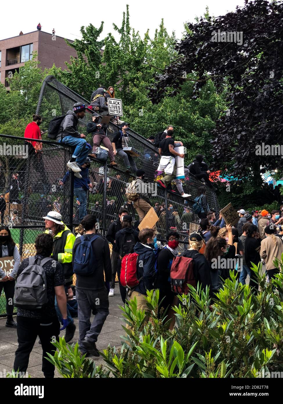 Seattle, USA Jun 2, 2020: Protestors at Chaz located by the East ...