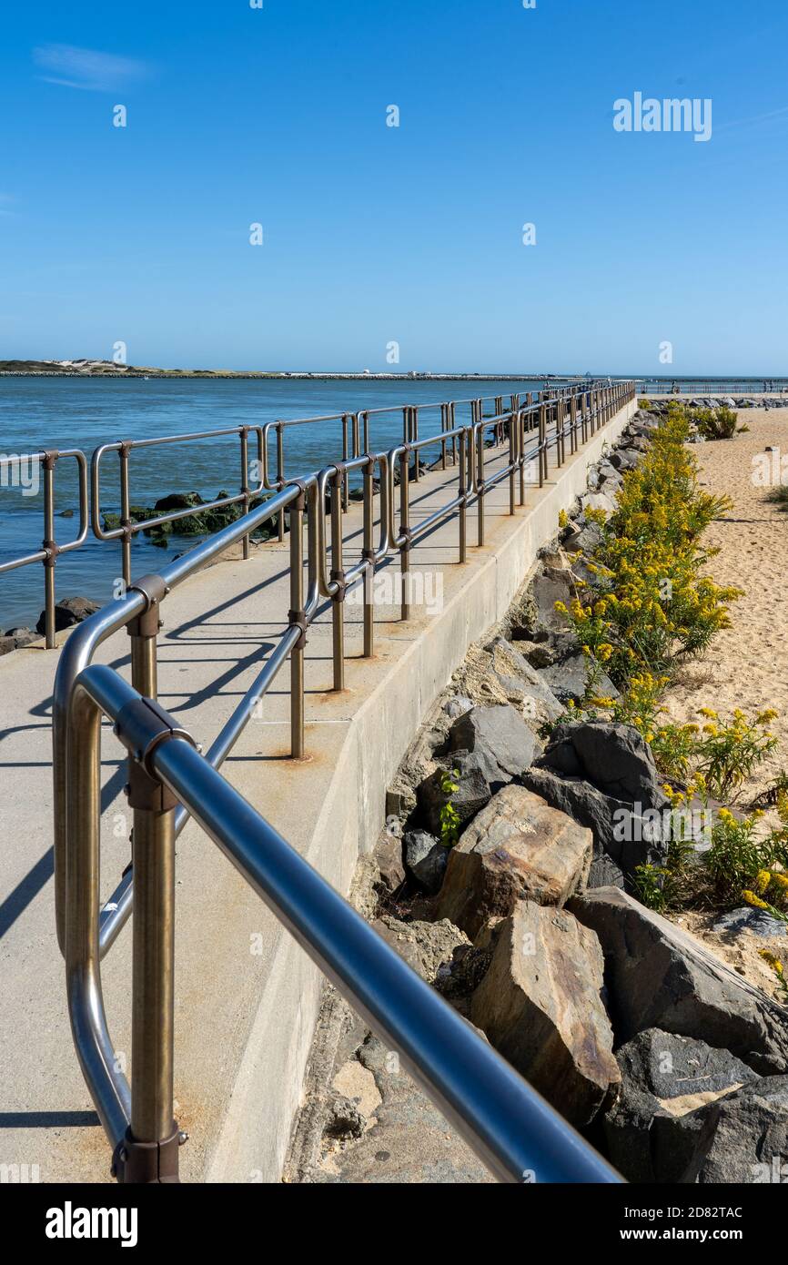 Jetty walkway at the Barnegat Lighthouse State Park in New Jersey Stock ...