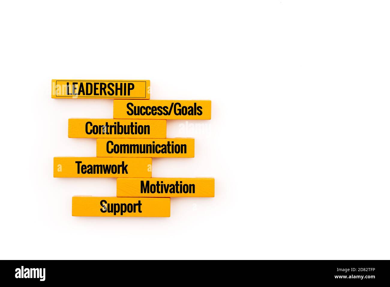 Leadership business concept. yellow wooden block stacking on white ...