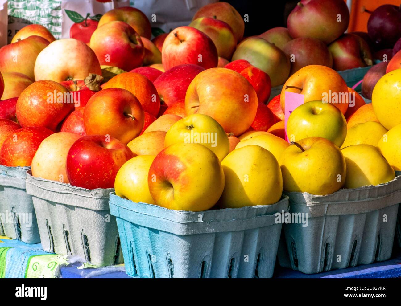 Fall apples in many varieties for sale at a farm market in Michigan USA ...
